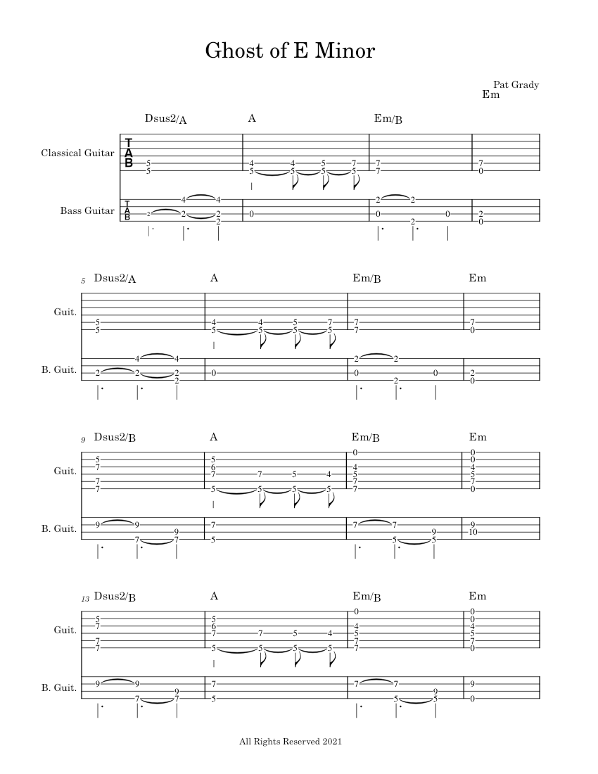 Ghost of Em Sheet music for Guitar, Bass guitar (Solo) | Musescore.com