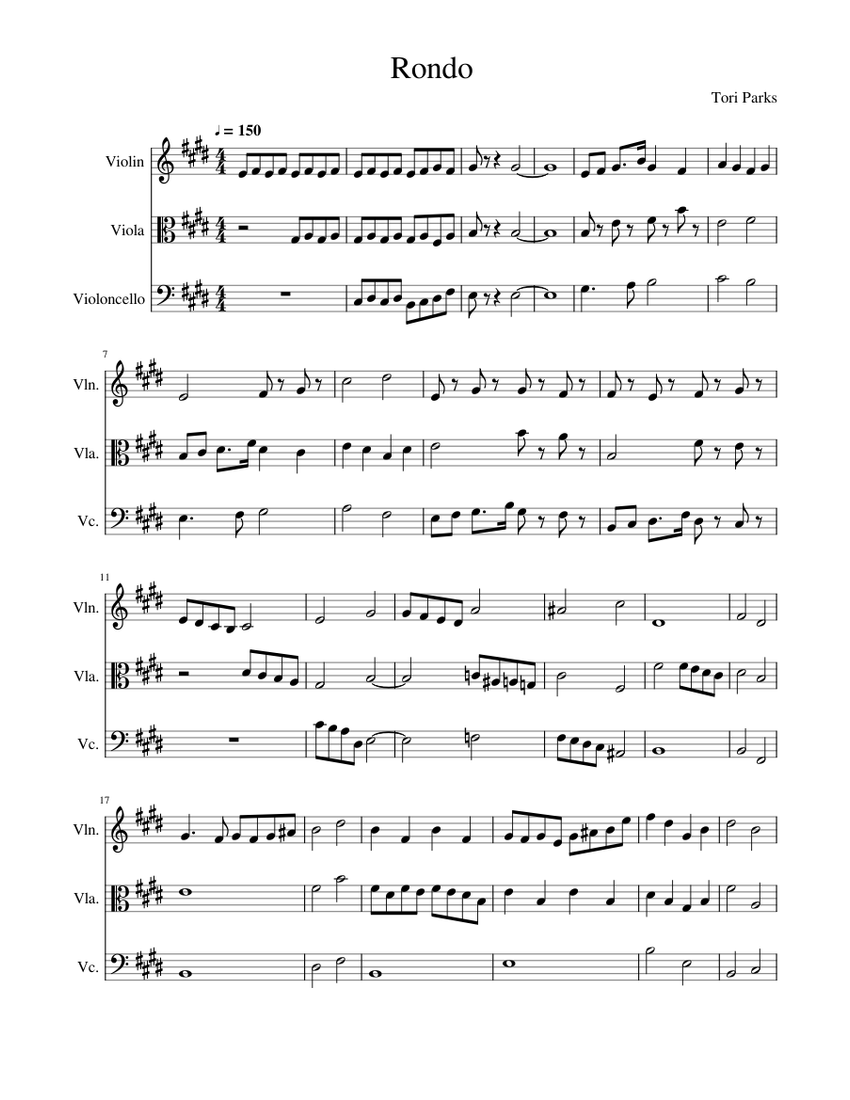 Rondo (clean copy) Sheet music for Violin, Viola, Cello (String Trio ...