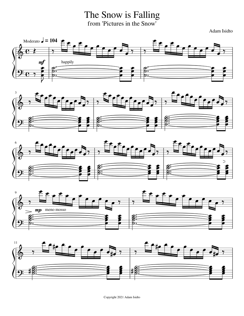 The Snow is Falling Sheet music for Piano (Solo) | Musescore.com