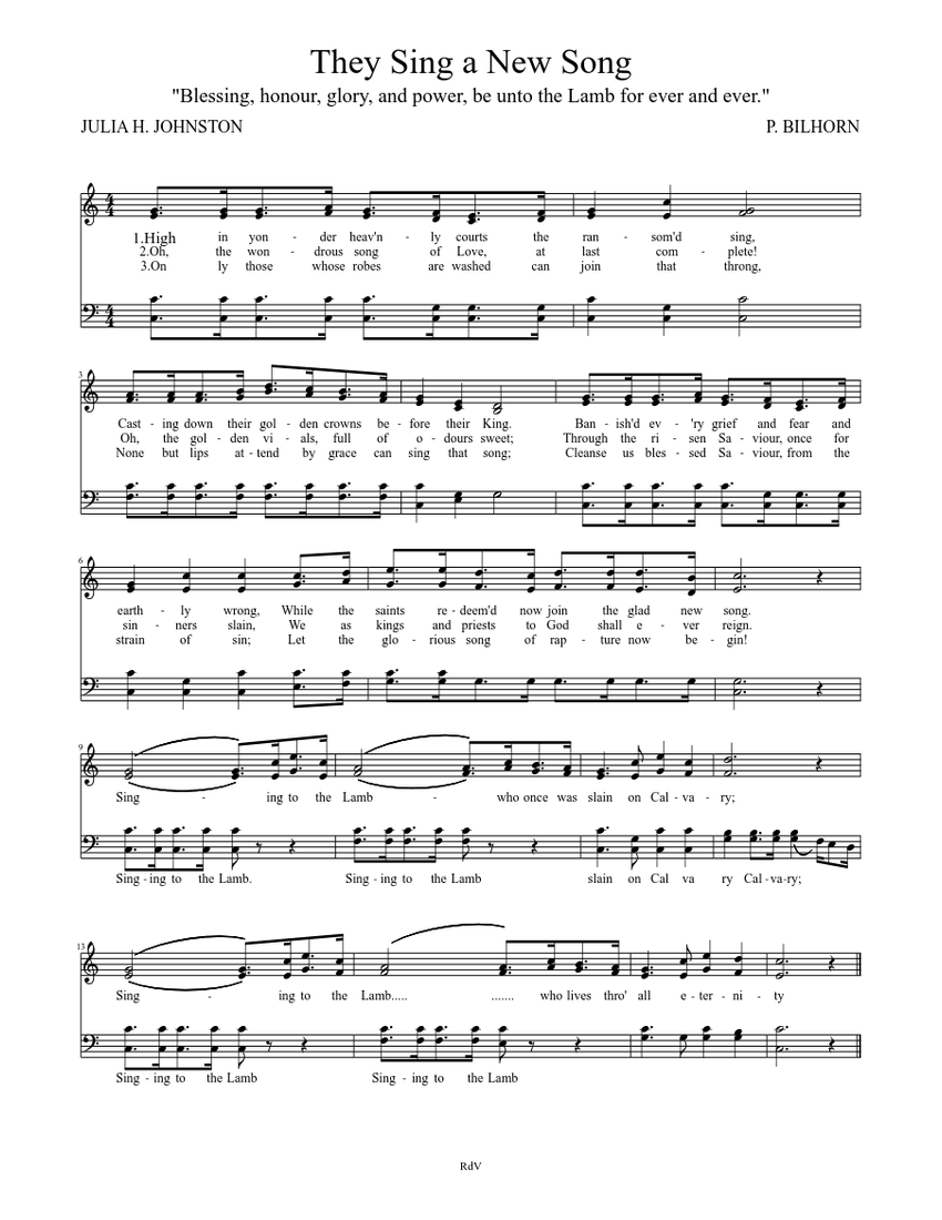 They Sing a New Song Sheet music for Vocals, Bass (Choral) | Musescore.com
