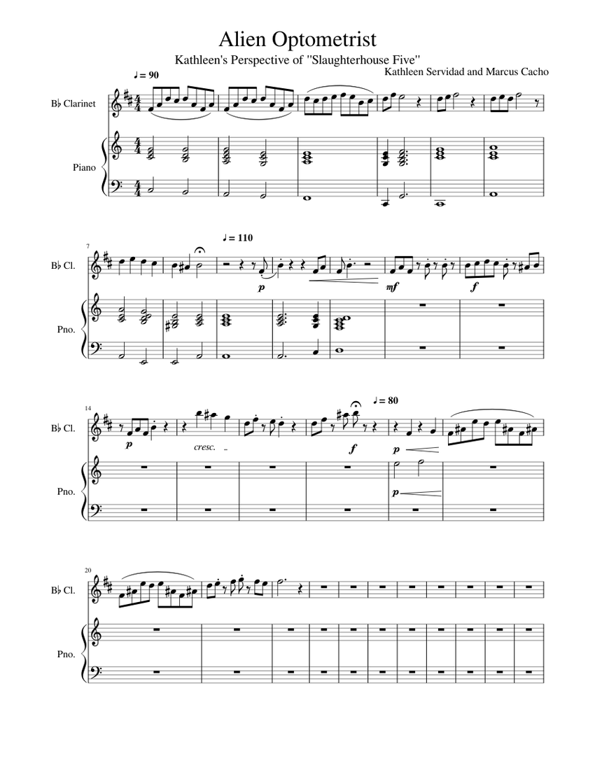 Alien Optometrist spooks m8 even smoler Sheet music for Piano, Clarinet ...