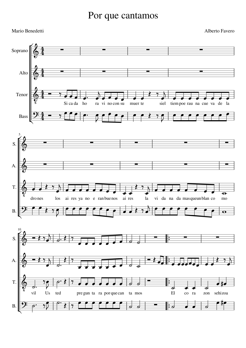 Por que cantamos Sheet music for Soprano, Alto, Tenor, Bass voice ...