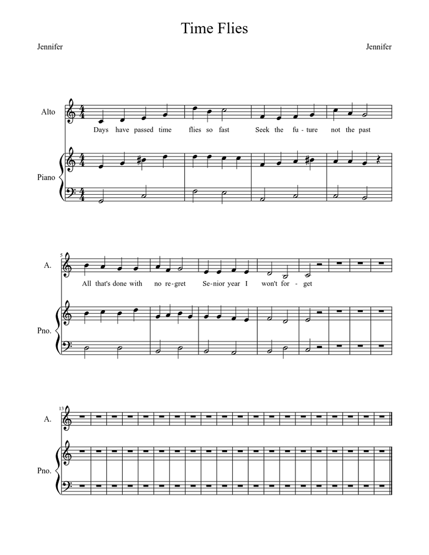 Time Flies Sheet music for Piano (Solo) | Musescore.com