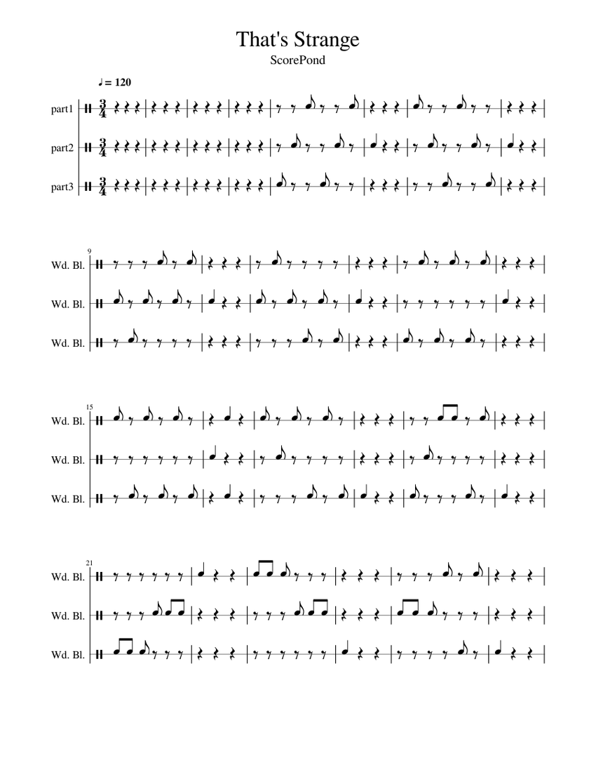 That's Strange - ScorePond Sheet music for Woodblock (Percussion Trio ...
