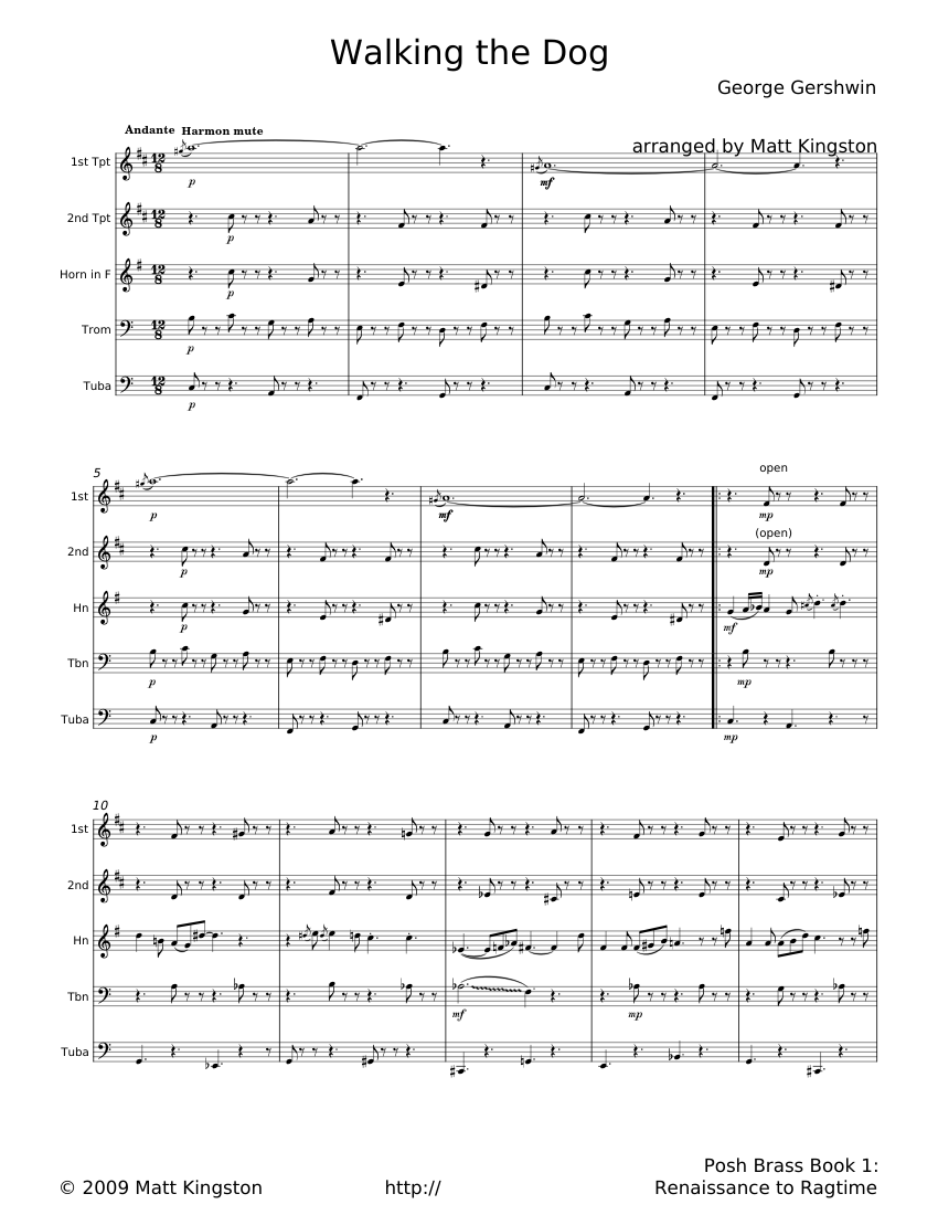 Walking the Dog - George Gershwin Sheet music for Trombone, Tuba ...