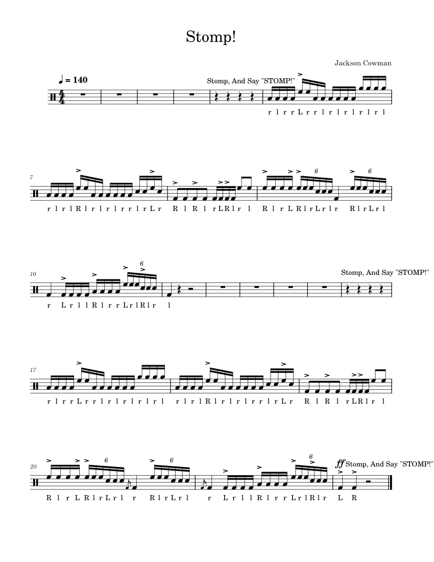 Stomp! Tenors Sheet music for Tenor drum (Percussion Quartet ...