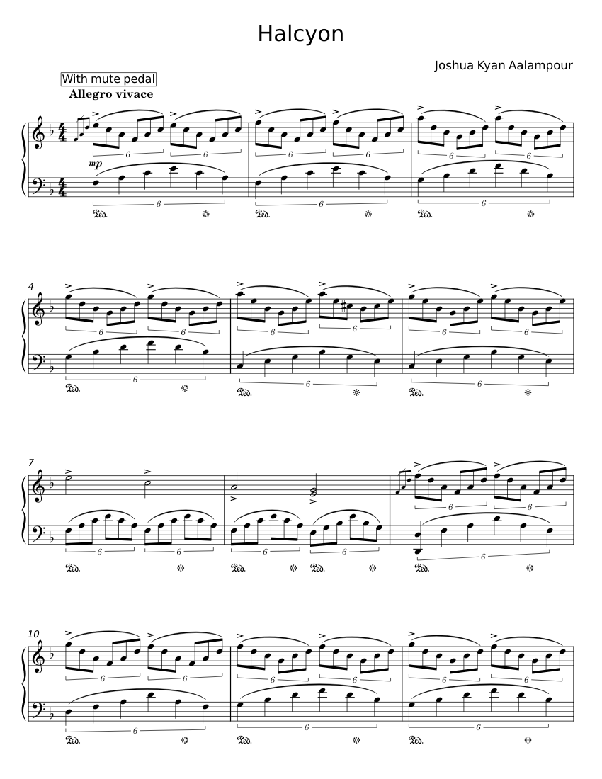 Halcyon - Joshua Kyan Aalampour Sheet Music for Piano (Solo) | MuseScore.com