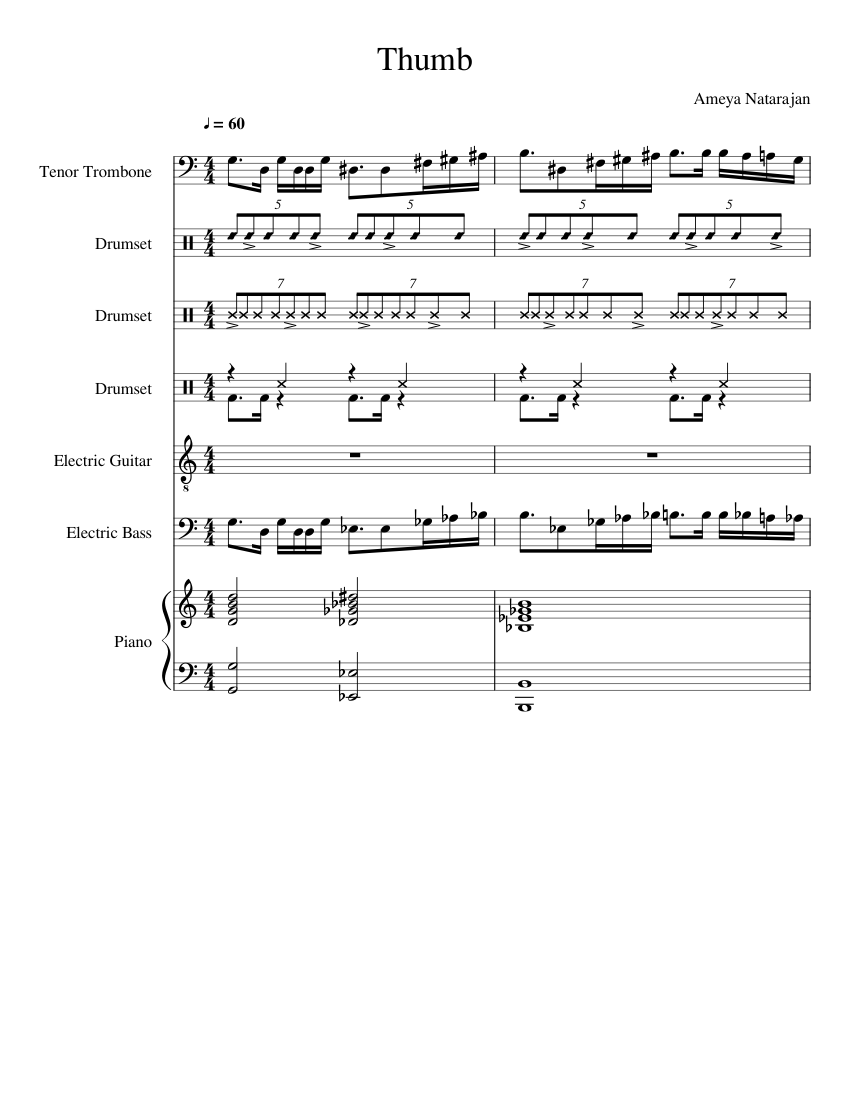 Thumb Sheet music for Piano, Trombone tenor, Guitar, Bass guitar & more ...