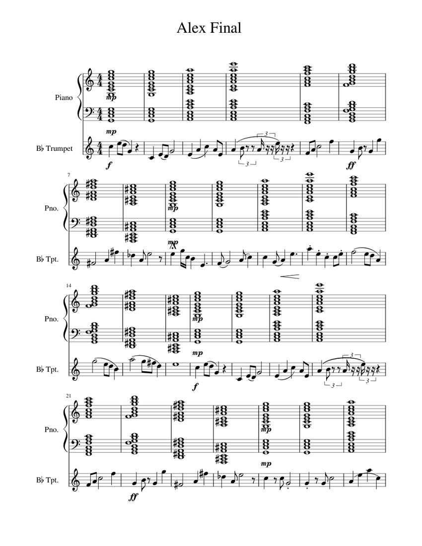 Alex Final Sheet music for Piano, Trumpet in b-flat (Solo) | Musescore.com