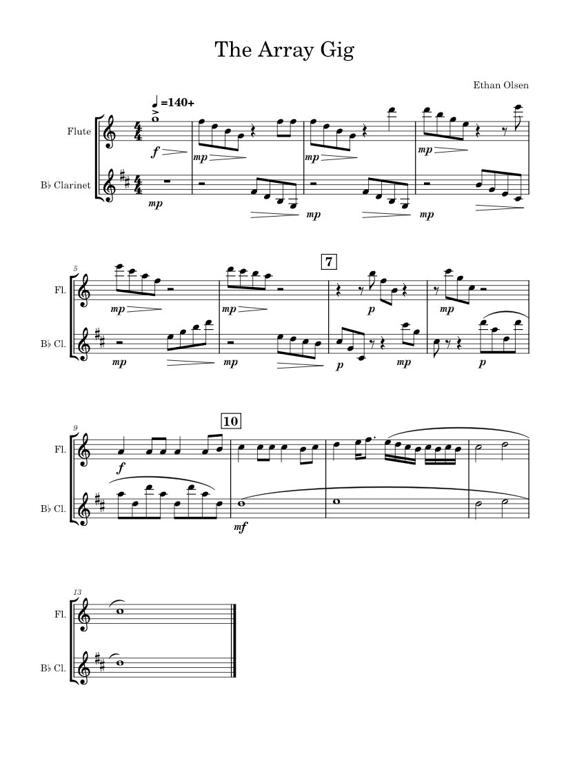 The Array Gig Sheet music for Flute, Clarinet in b-flat (Mixed Duet ...