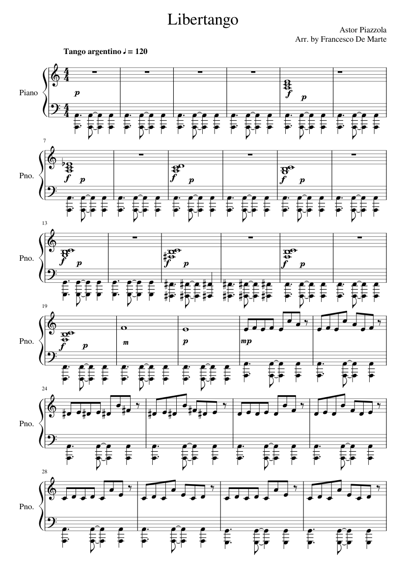 Libertango Sheet Music for Piano (Solo) | MuseScore.com