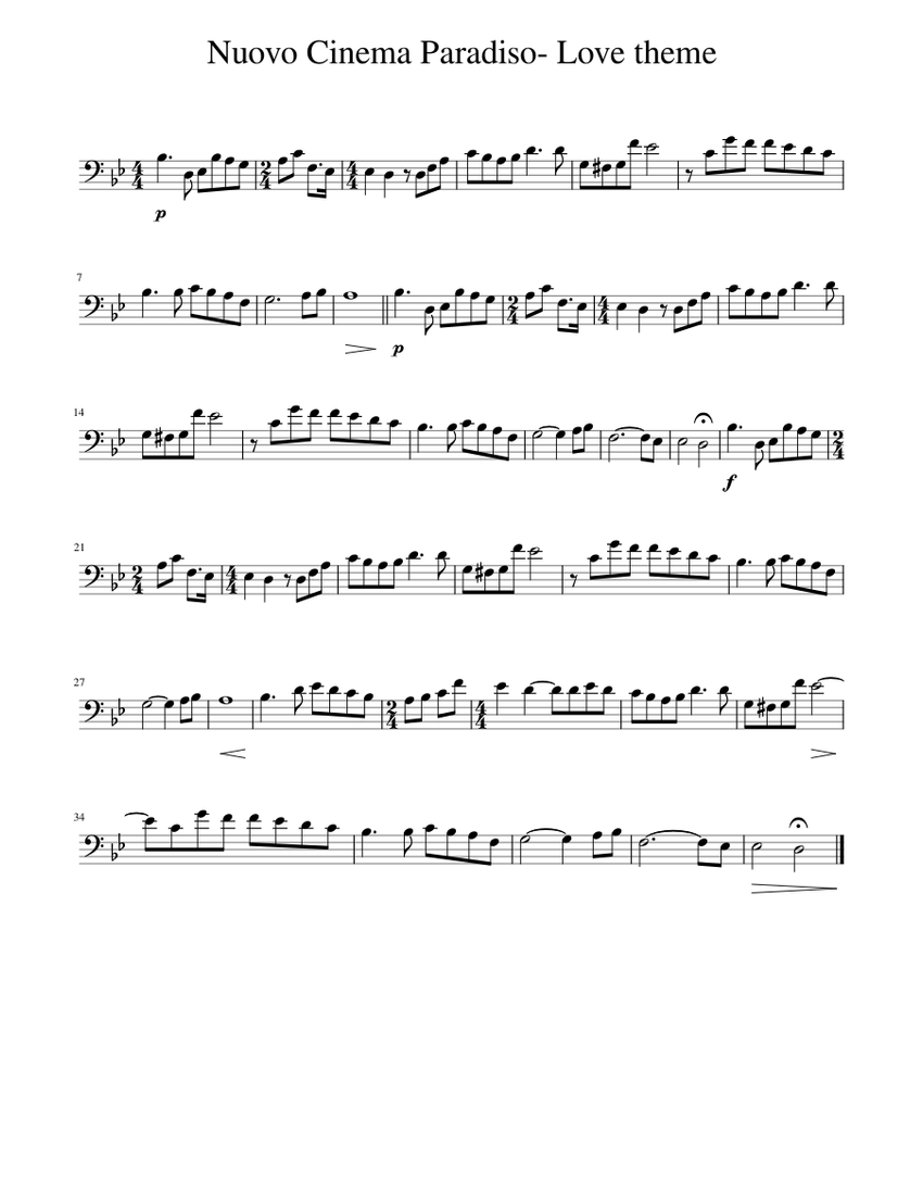 Nuovo Cinema Paradiso Love theme Sheet music for Piano (Solo) Easy ...