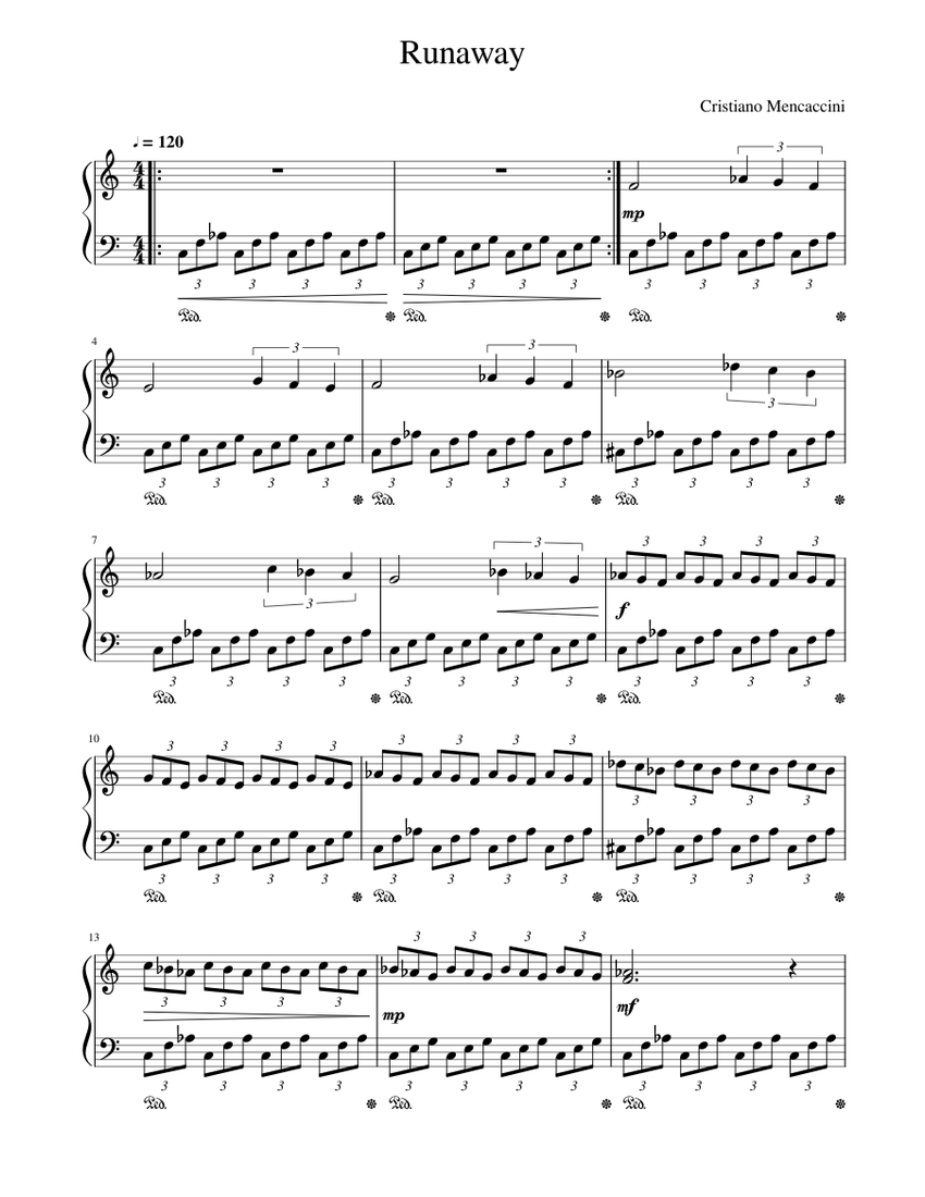 Runaway Sheet music for Piano (Solo) | Musescore.com