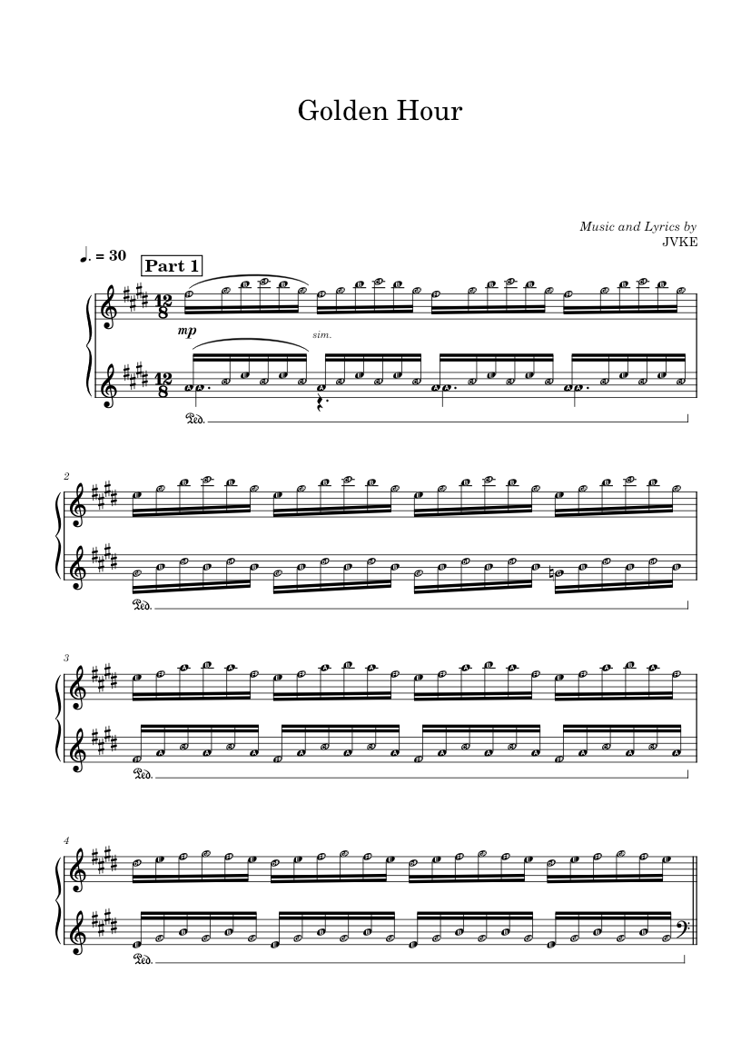 Golden Hour – JVKE Easy piano version Sheet Music for Piano (Solo ...