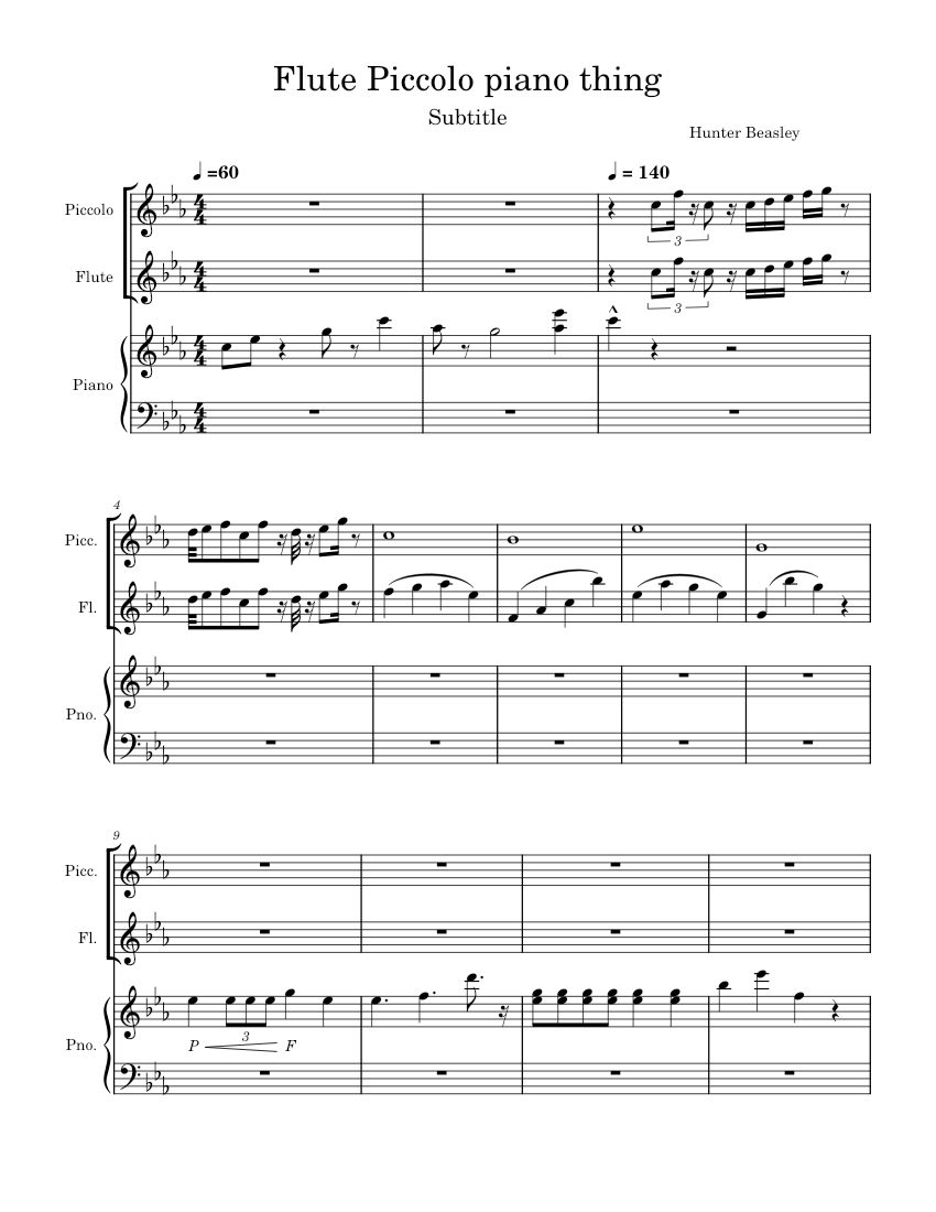 flute things Sheet Music for Piano, Flute, Oboe (Mixed Duet ...