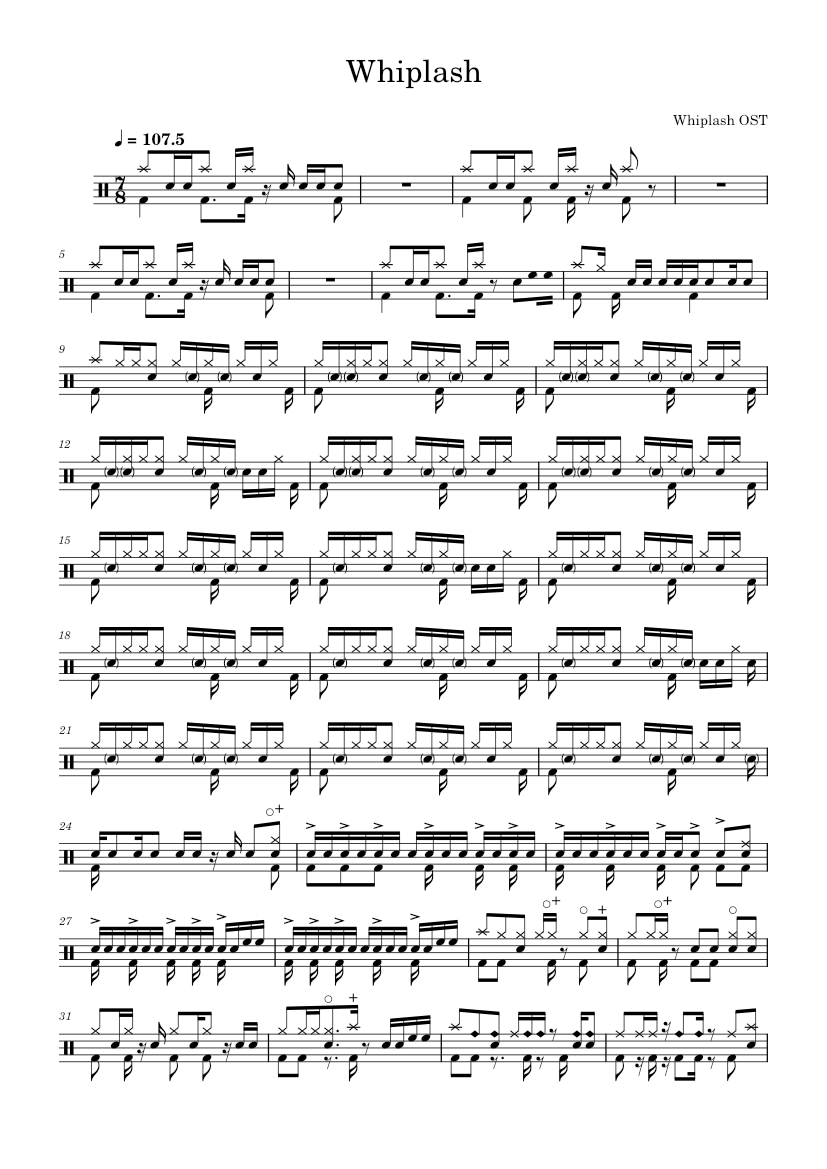 Whiplash – Hank Levy Whiplash Sheet music for Drum group (Solo) | Musescore.com