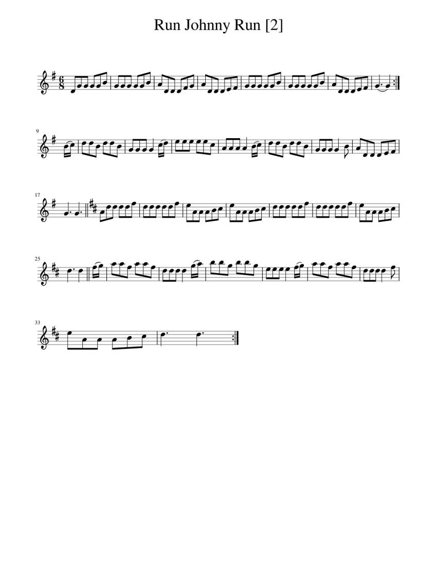 Run Johnny Run Sheet music for Piano (Solo) | Musescore.com