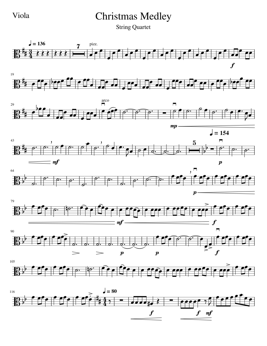 Christmas Medleyv2-Viola Sheet music for Viola (Solo) | Musescore.com