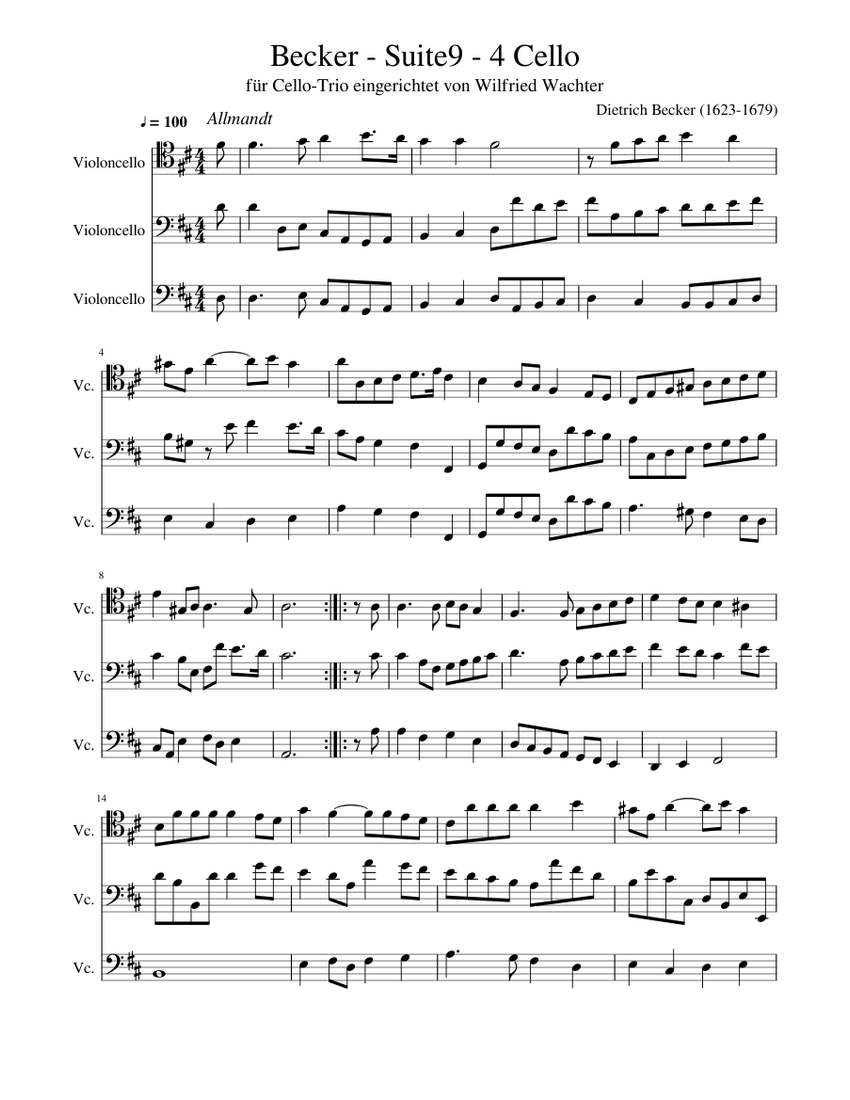 Becker - Suite9 - 4 Cello Sheet music for Cello (Mixed Trio ...