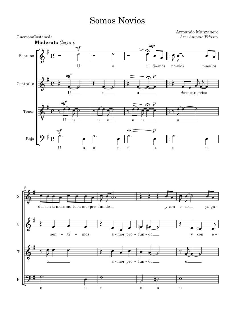 Somos novios – Armando Manzanero Somos Novios Sheet Music for ...