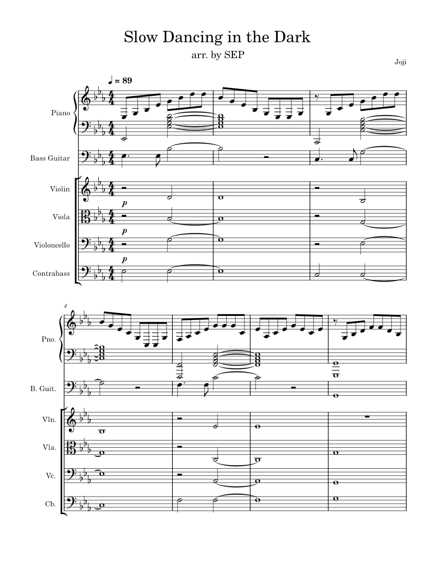 Slow dancing in the dark – Joji Sheet music for Piano, Violin, Viola, Cello & more instruments ...