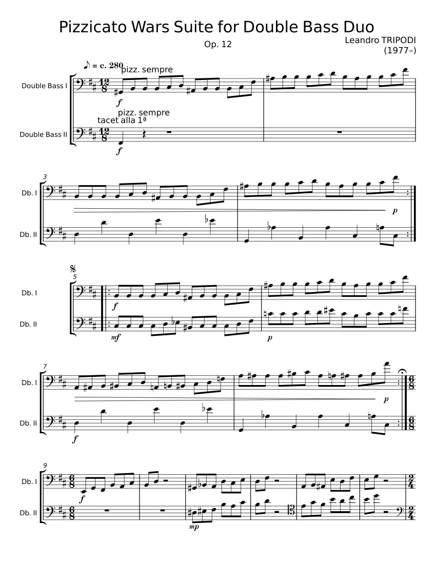 Pizzicato Wars Suite for Double Bass - Leandro TRIPODI Sheet music for ...