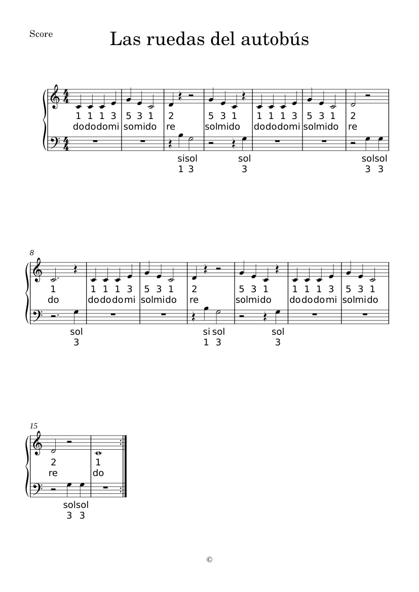 Las ruedas del autobús .mxl Sheet Music for Piano (Solo) | MuseScore.com