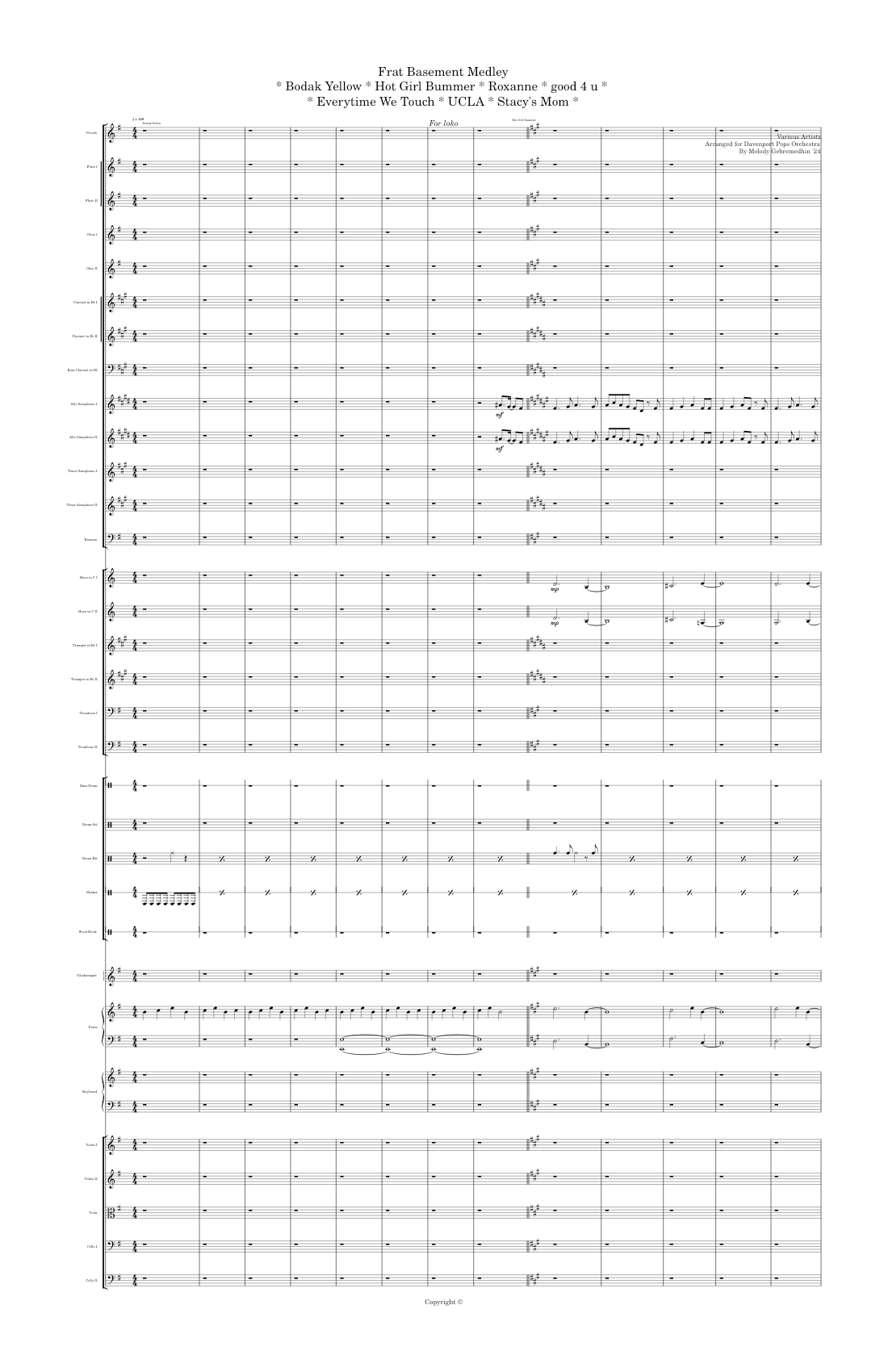 Frat Basement Medley -- For fun, for orchestra, for loko Sheet music ...