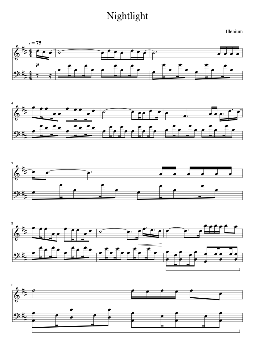 Nightlight - Illenium Sheet music for Piano (Solo) | Musescore.com