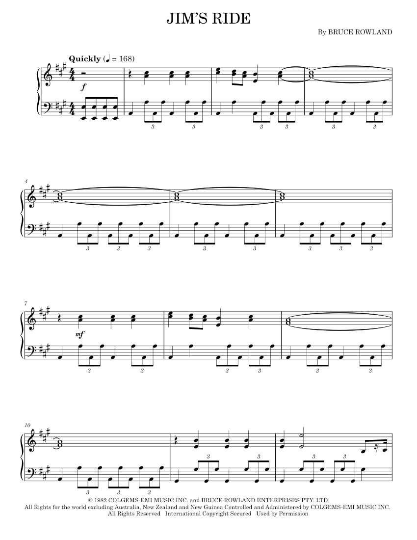 Play Official version of Jim's Ride sheet music by Bruce Rowland, The ...