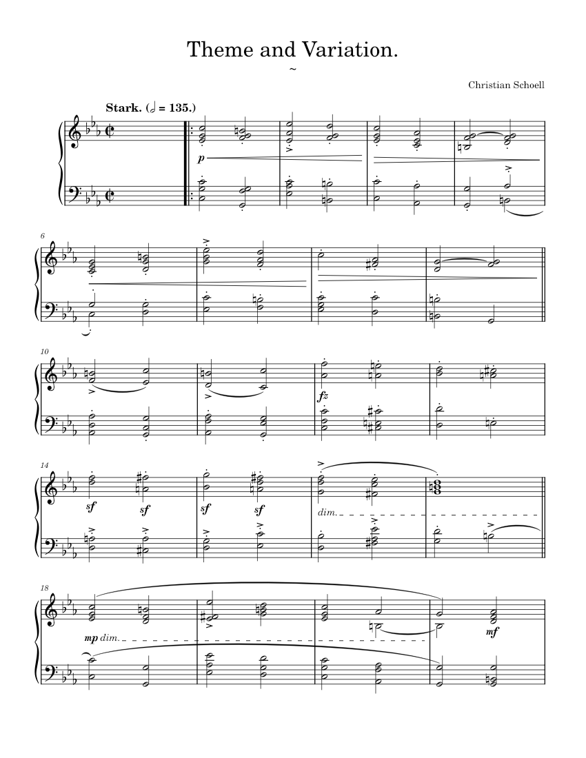 Theme and Variations. Sheet Music for Piano (Solo) | MuseScore.com
