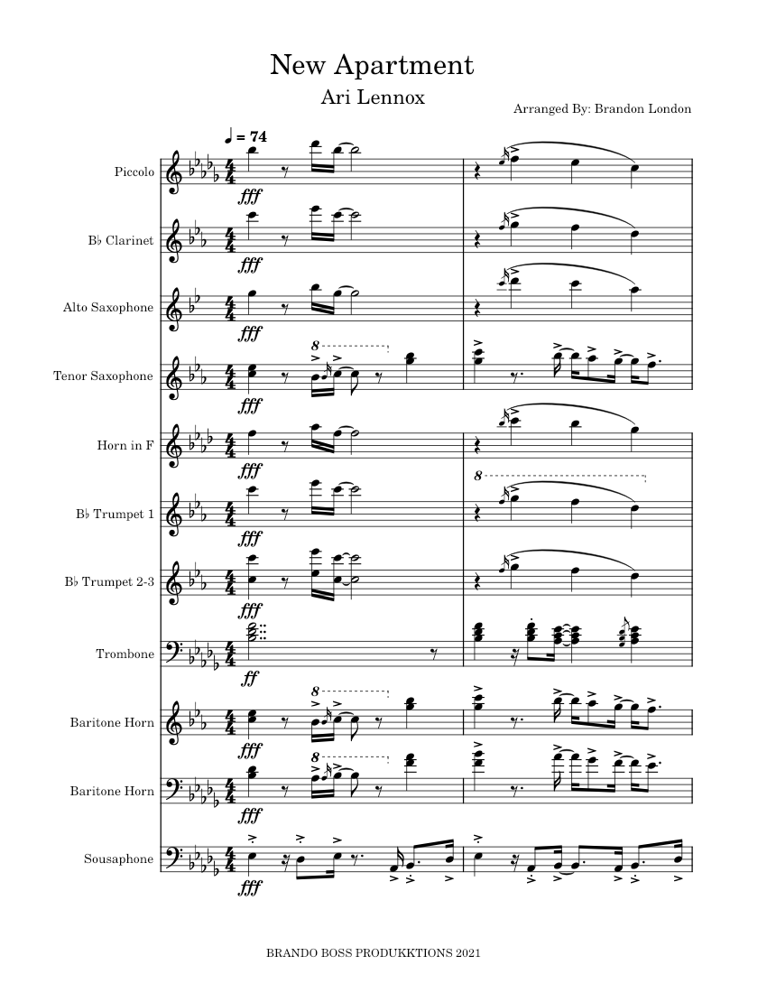 New Apartment Marching Band Arrangement Sheet music for Trombone, Flute ...