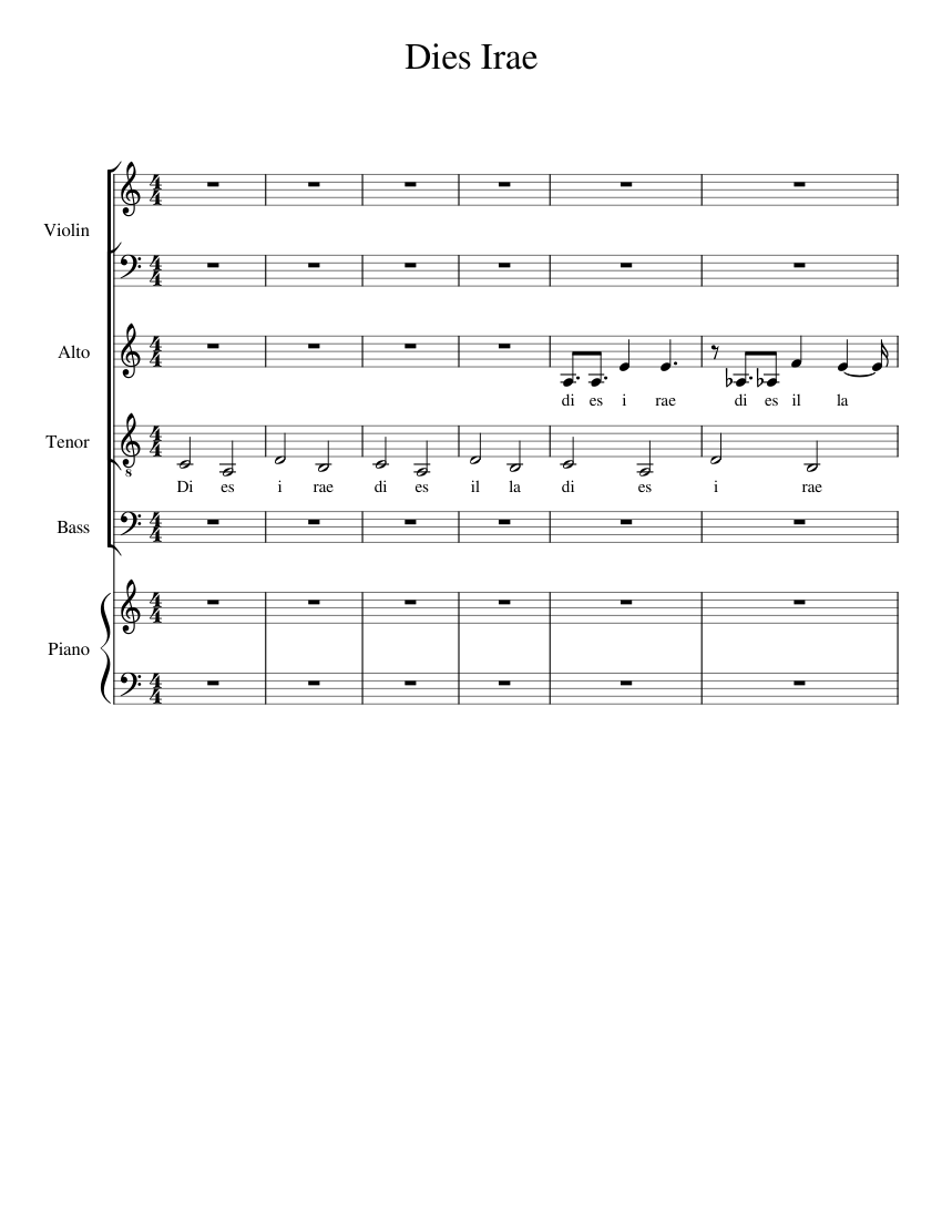 Dies Irae Sheet music for Piano, Alto, Tenor, Bass voice & more ...