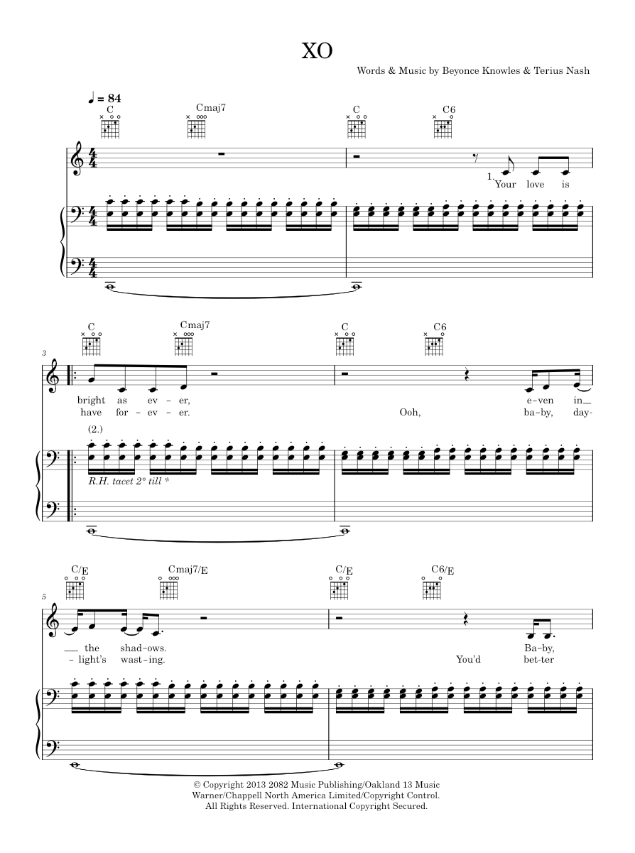 xo Sheet music for Piano, Vocals by Beyoncé: Music Notes by MuseScore