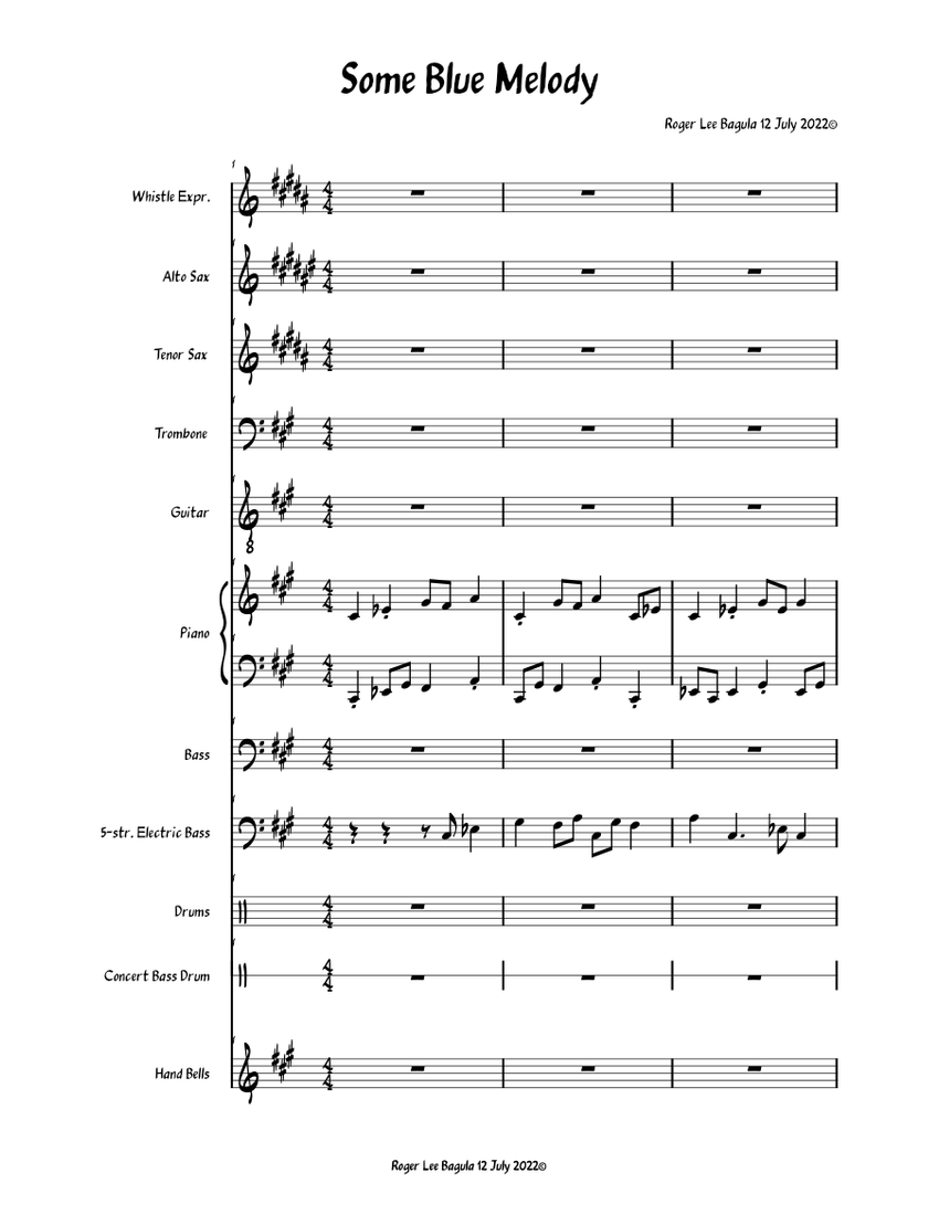 Some Blue Melody Sheet music for Piano, Trombone, Saxophone alto ...