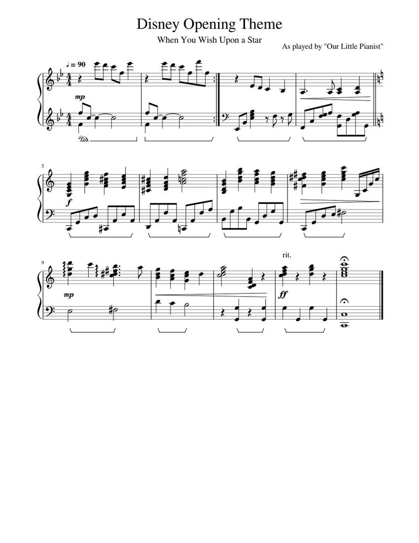 Disney Opening Theme Sheet music for Piano (Solo) Easy | Musescore.com