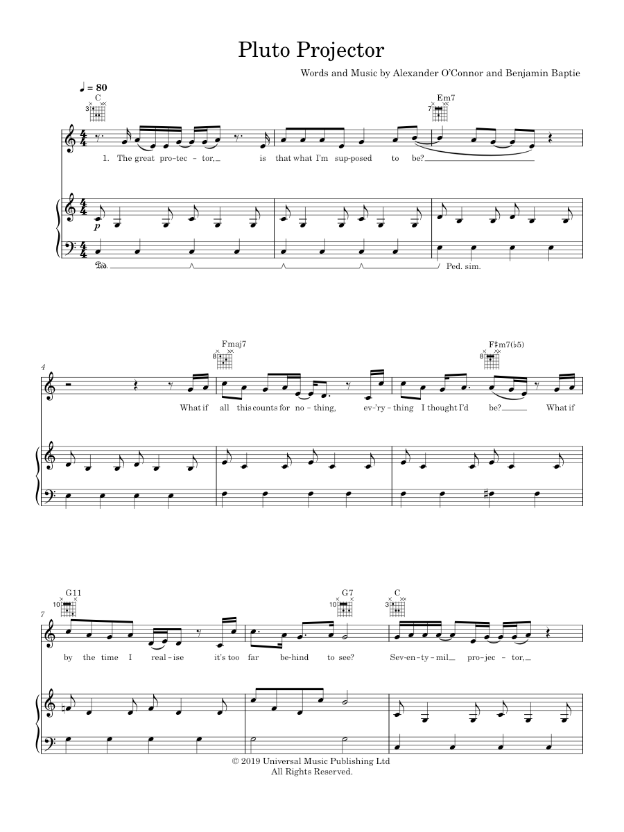Play Official version of Pluto projector Sheet Music by Rex Orange ...