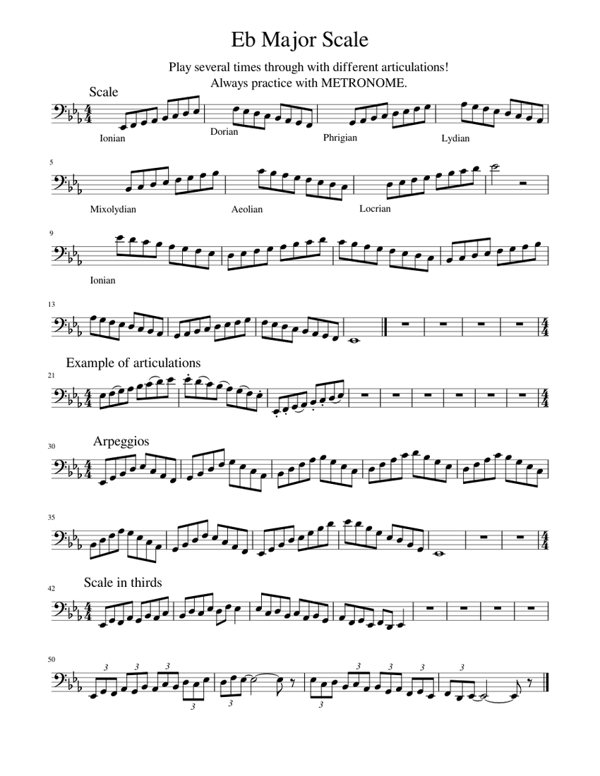 Eb Major Scale Sheet music for Bassoon (Solo) | Musescore.com