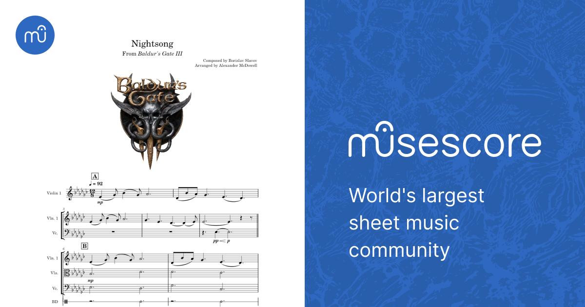 Nightsong - Borislav Slavov | Baldur's Gate III OST Sheet music for Violin, Viola, Cello ...
