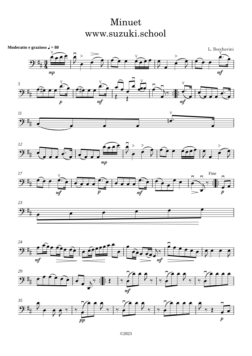 Minuet – Luigi Boccherini Sheet music for Cello (Solo) | Musescore.com