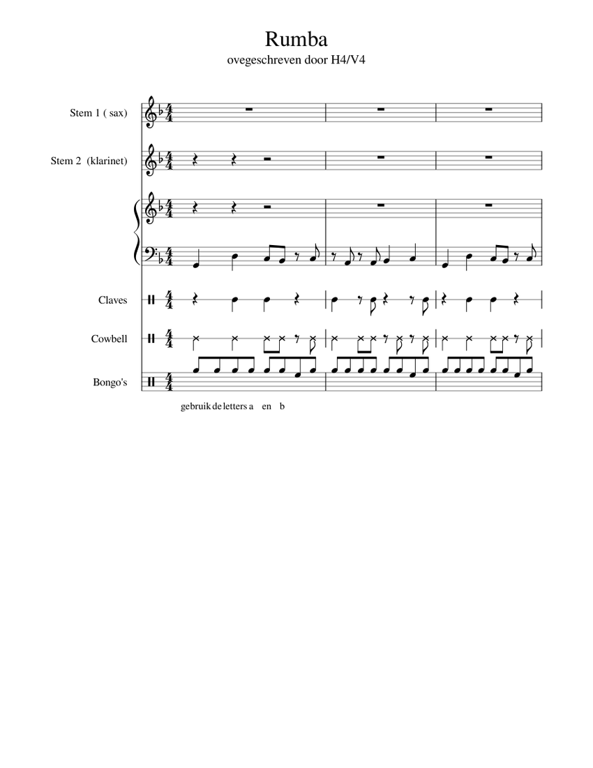 Rumba werkdocument Sheet music for Piano, Vocals, Snare drum, Woodblock ...