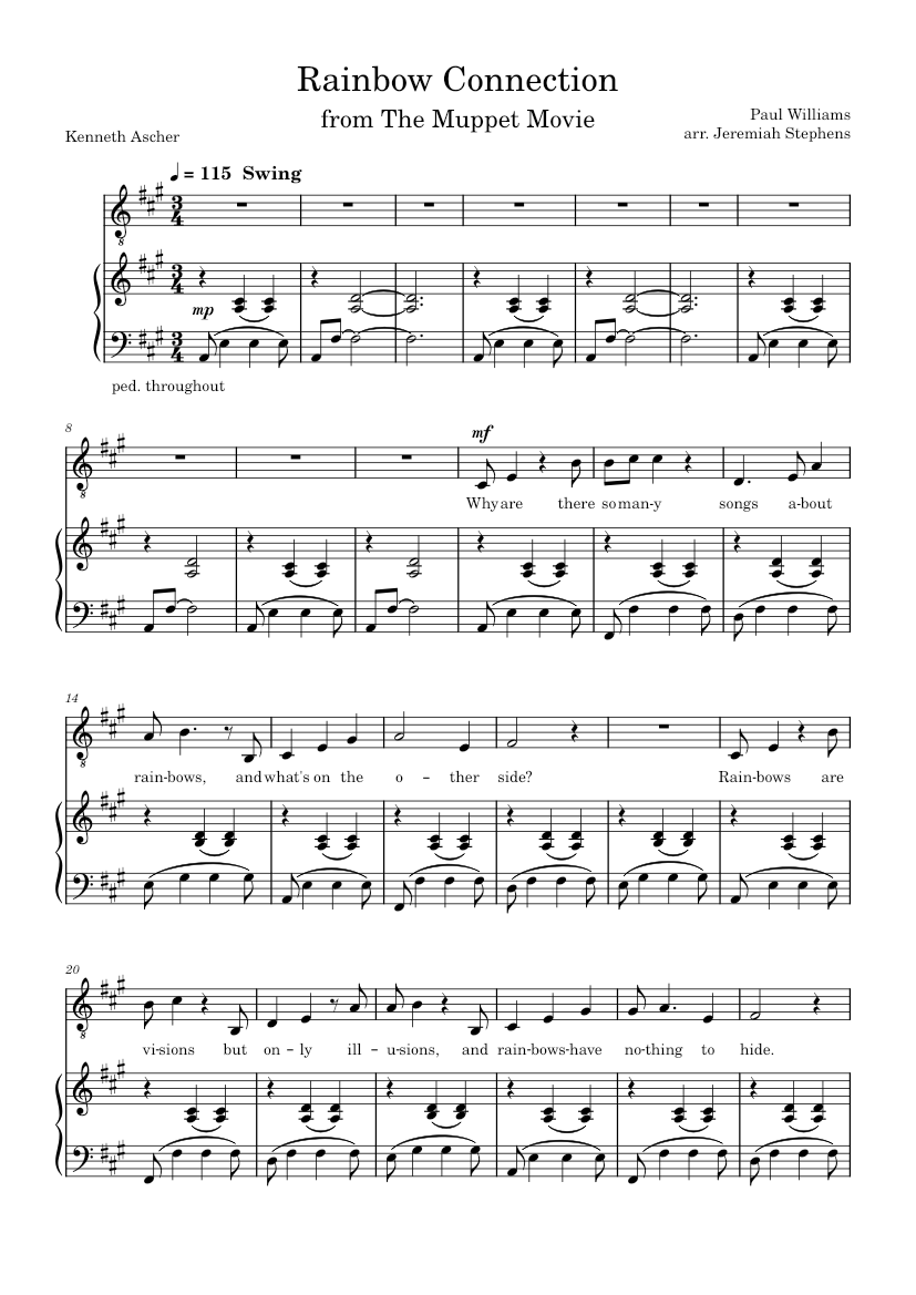 Rainbow Connection Sheet Music for Piano, Vocals (Piano-Voice ...