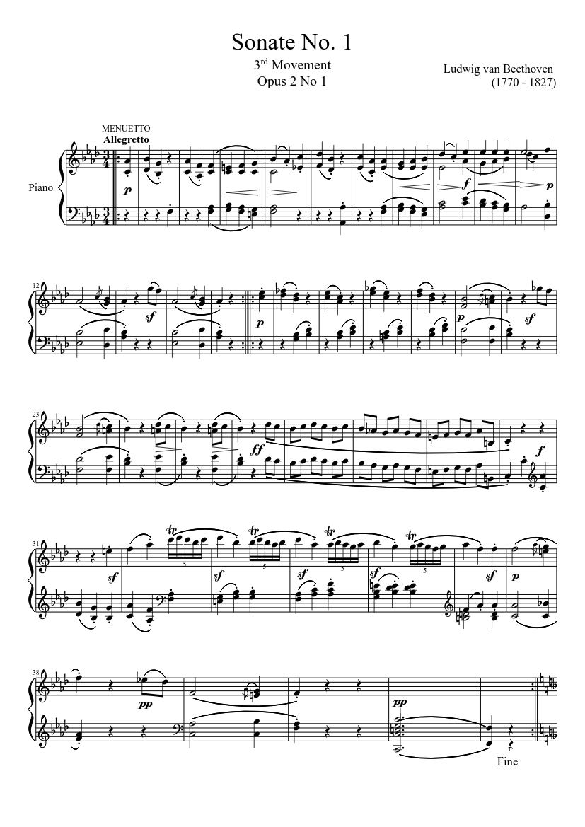 Sonate No. 1, 3rd Movement Sheet Music for Piano (Solo) | MuseScore.com