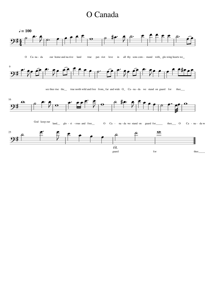O Canada Sheet music for Piano (Solo) Easy | Musescore.com