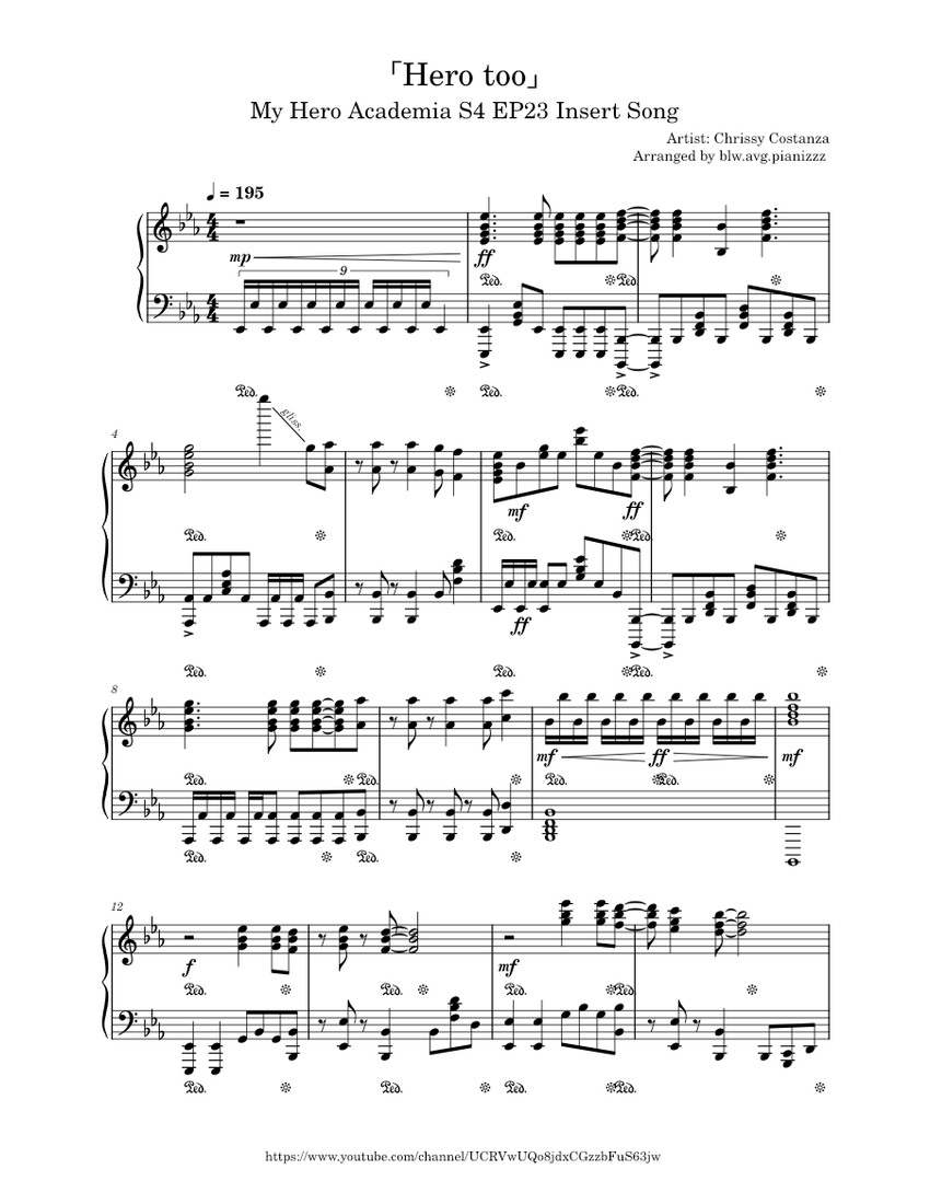 「Hero too」 Sheet music for Piano (Solo) | Musescore.com