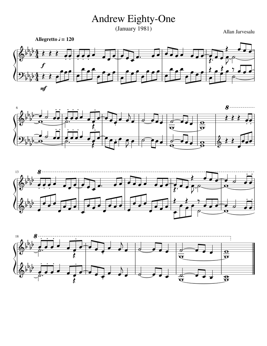 Andrew Eighty-One Sheet music for Piano (Solo) | Musescore.com