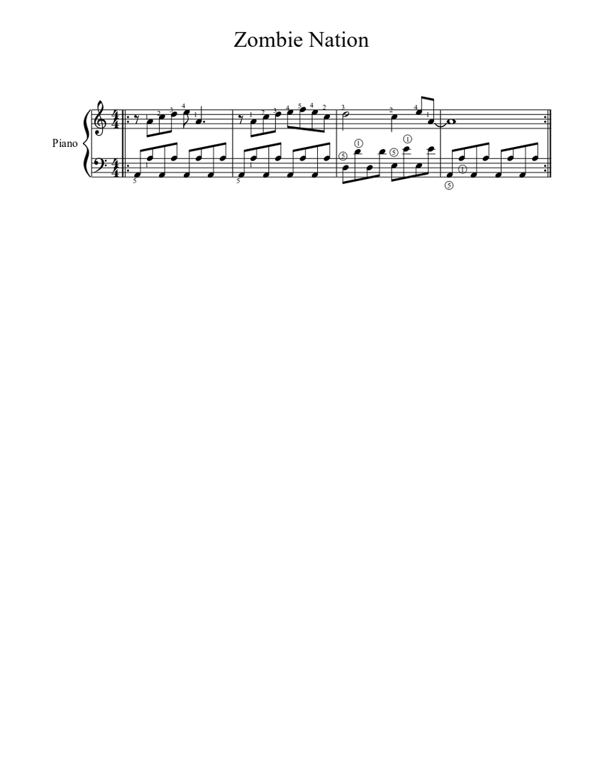 Zombie Nation Sheet music for Piano (Solo) | Musescore.com