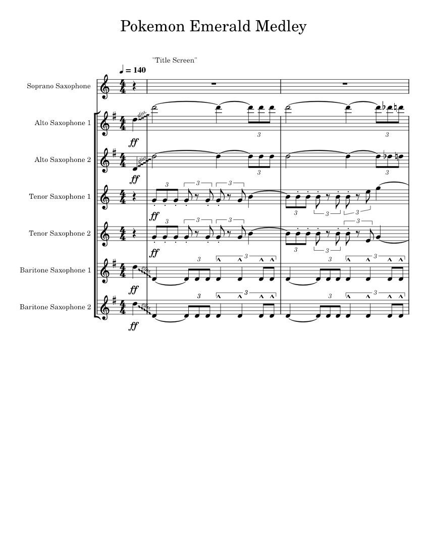 Pokemon Ruby/Sapphire/Emerald - Ending Theme – Junichi Masuda Sheet ...