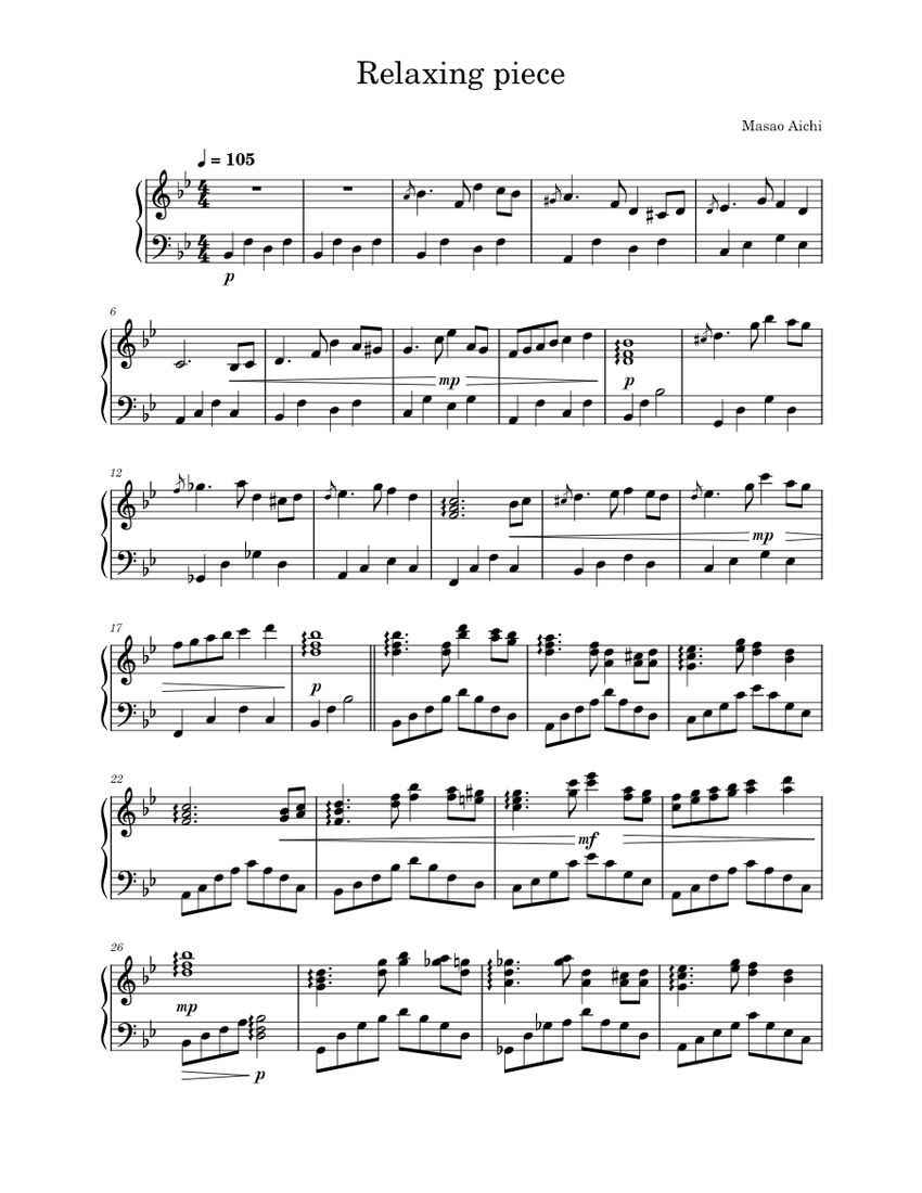Relaxing piece Sheet music for Piano (Solo) Easy | Musescore.com