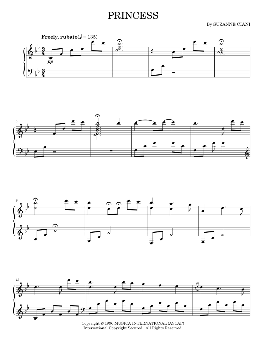 Princess Sheet music for Piano by Suzanne Ciani Official | MuseScore.com